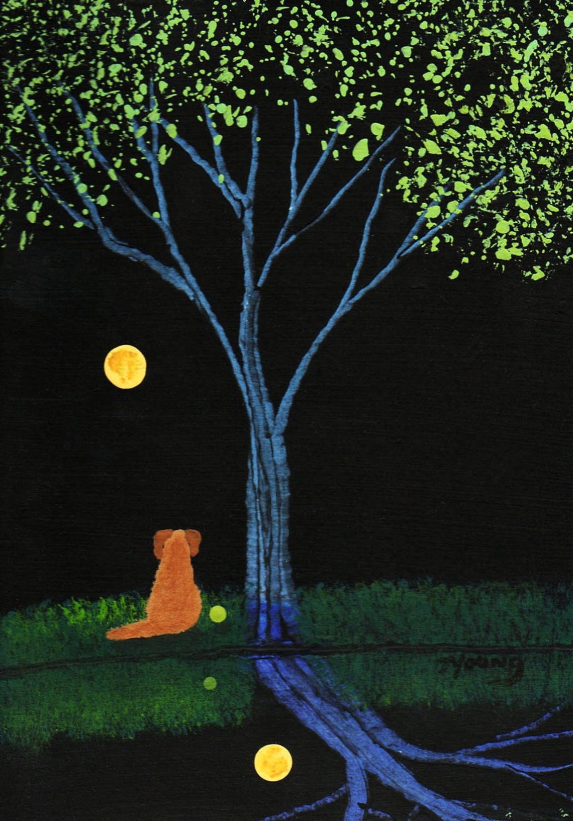 Golden Retriever Dog REFLECTION Limited Edition Art PRINT of | Etsy