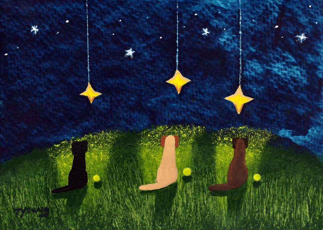 Black Yellow Chocolate Lab Folk Art Print by Todd Young Painting ...