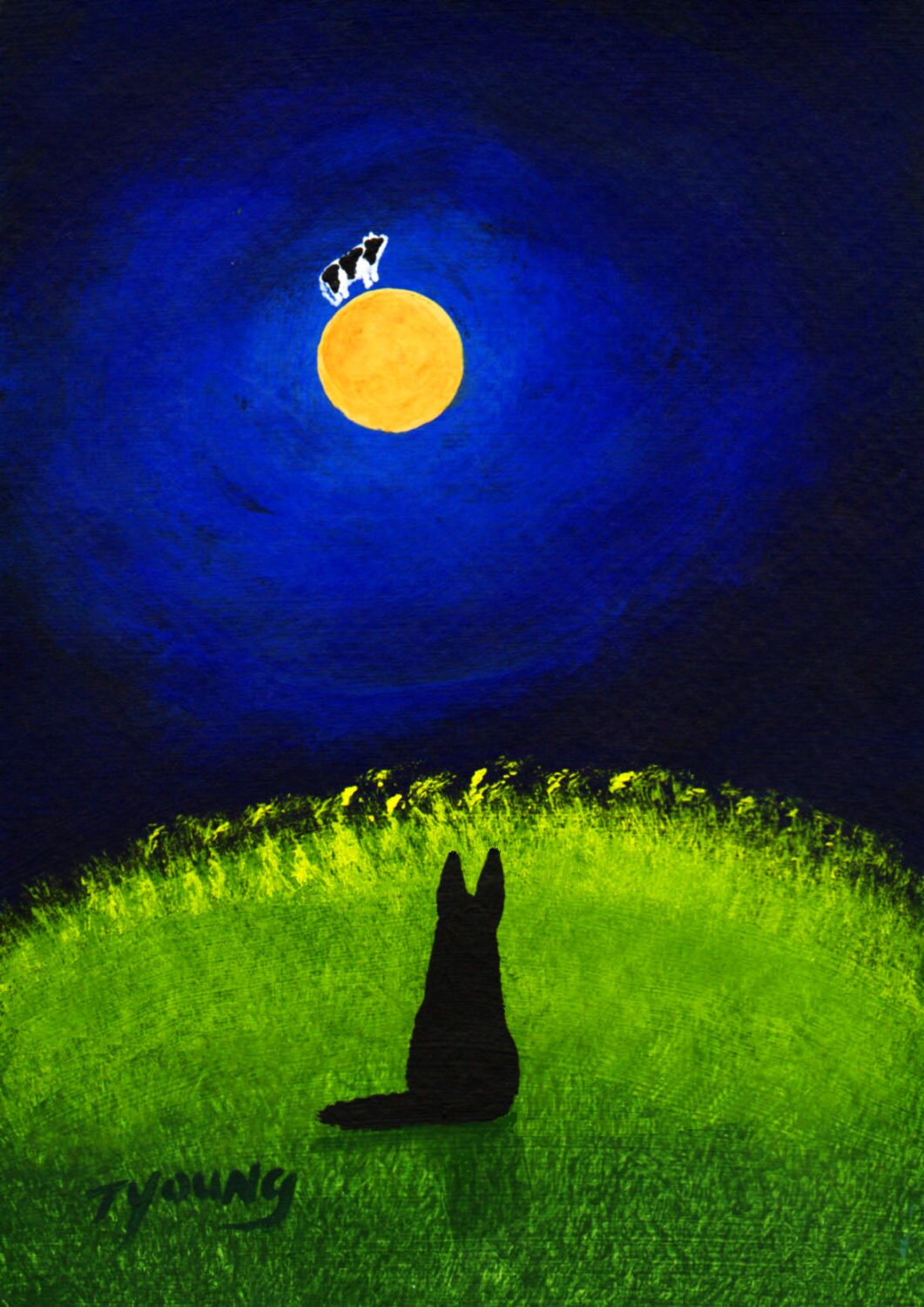 Black German Shepherd Dog Art PRINT of Todd Young Painting Over the ...