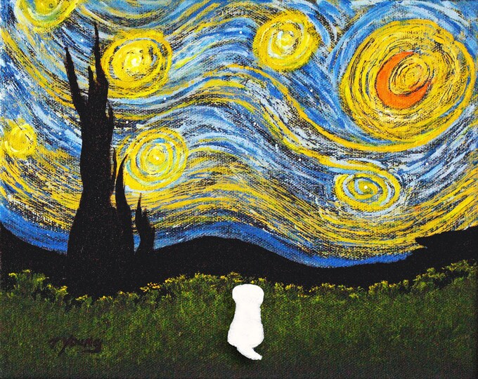 Maltese Dog Folk LARGE Art PRINT of Todd Young Painting Starry - Etsy