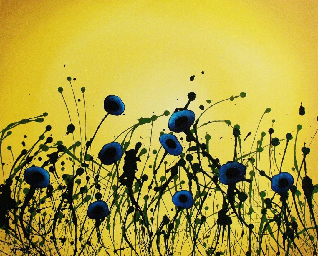 Blue Poppy Outsider Large Art PRINT of Todd Young Painting Blue Poppies ...