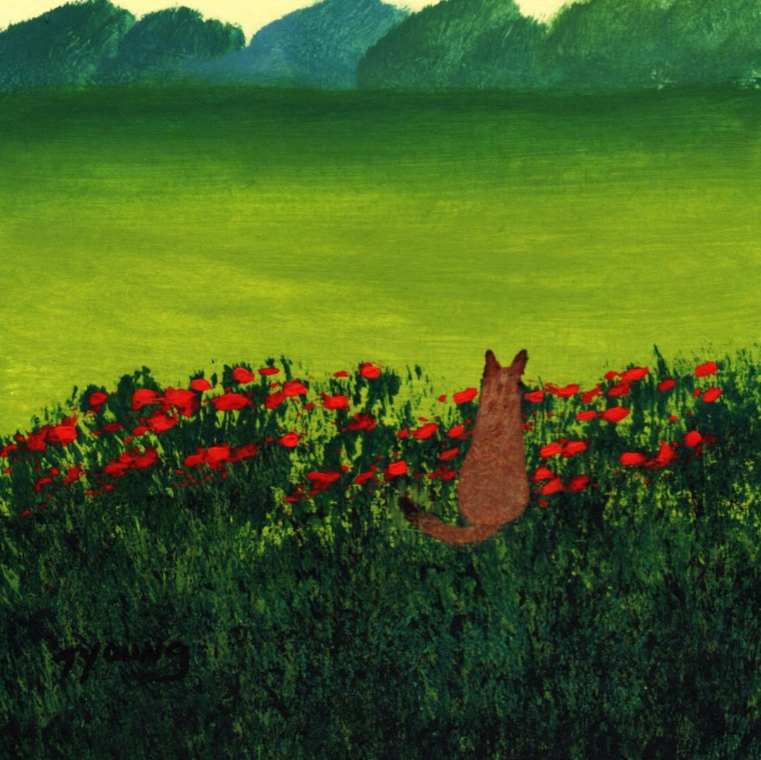 Abyssinian Orange Cat FRENCH POPPIES Limited Edition Art Print of Todd ...