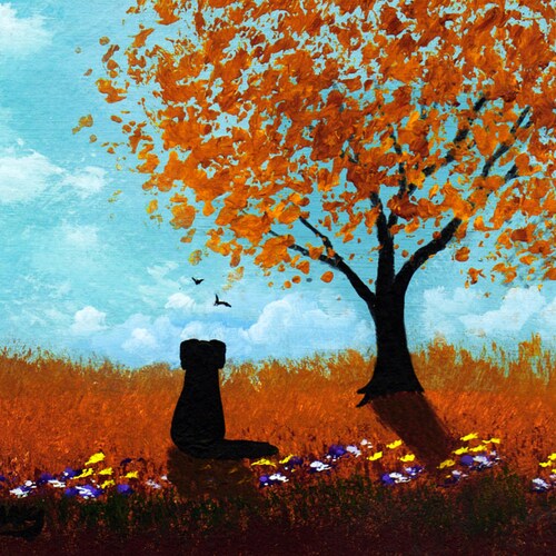 Black Lab Dog Folk Art Print by Todd Young CRISP FALL DAY - Etsy