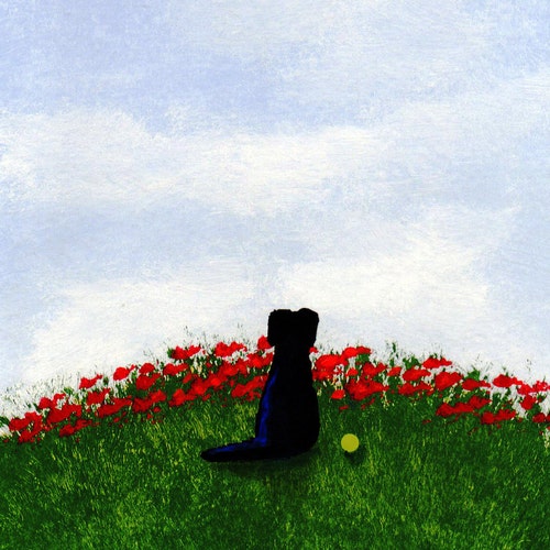 Black Lab Dog Folk Art Print by Todd Young CRISP FALL DAY - Etsy