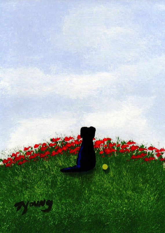 Black Lab Dog Folk Art PRINT by Todd Young Painting Summer Sky - Etsy