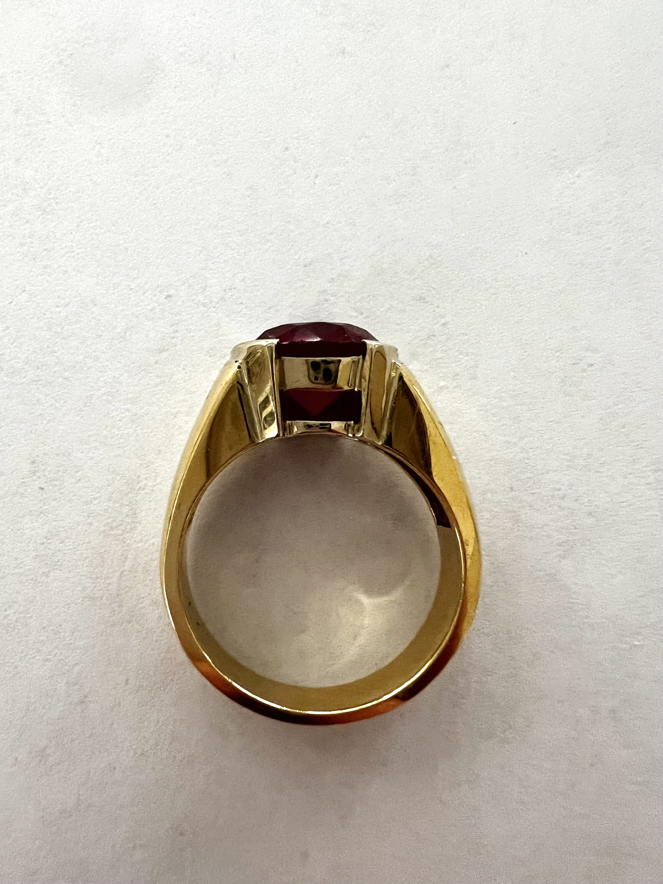 Mens Ring in 18k Solid Gold With Ruby, Mens Signet Gold Ring - Etsy