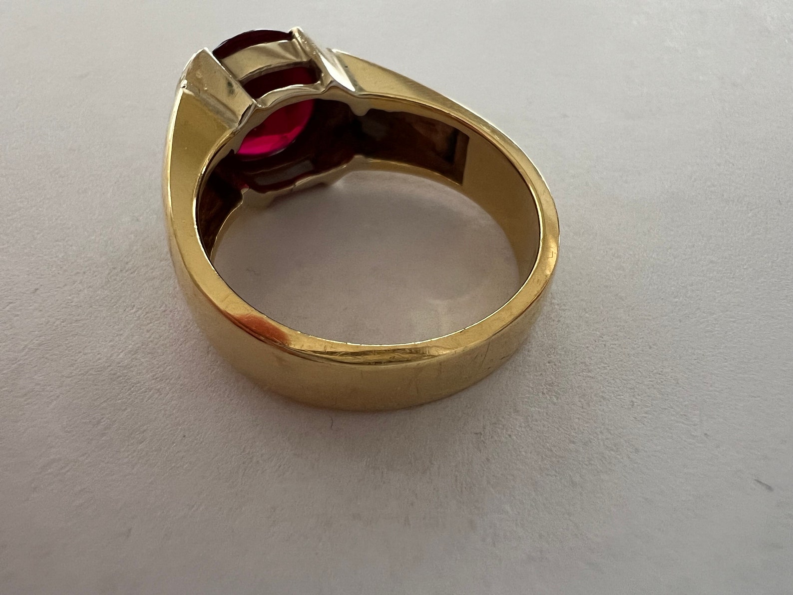 Mens Ring in 18k Solid Gold With Ruby, Mens Signet Gold Ring - Etsy