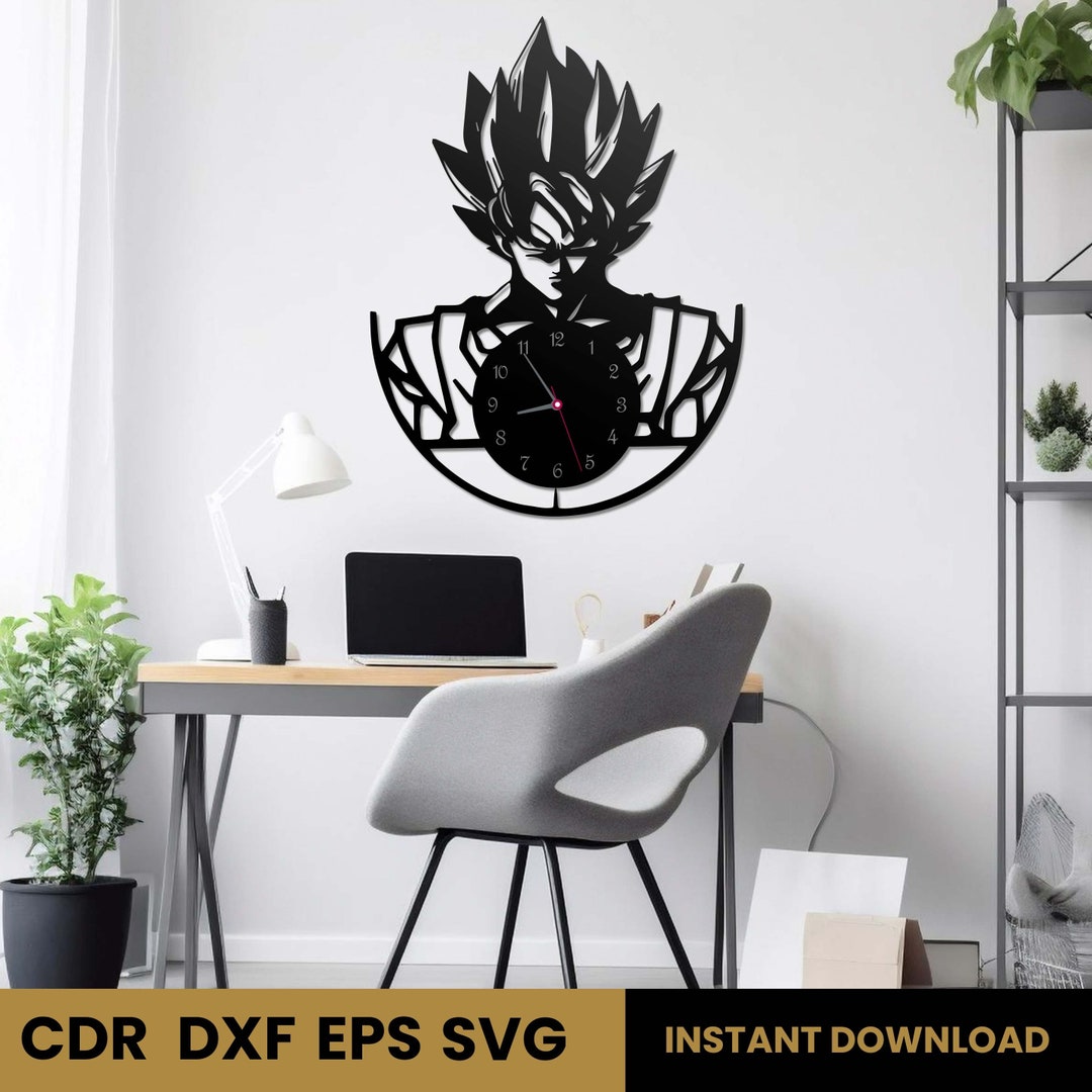 GOKU SSJ Dbz Clock Digital File for Laser and Cnc Cutting / Svg DXF Pdf ...