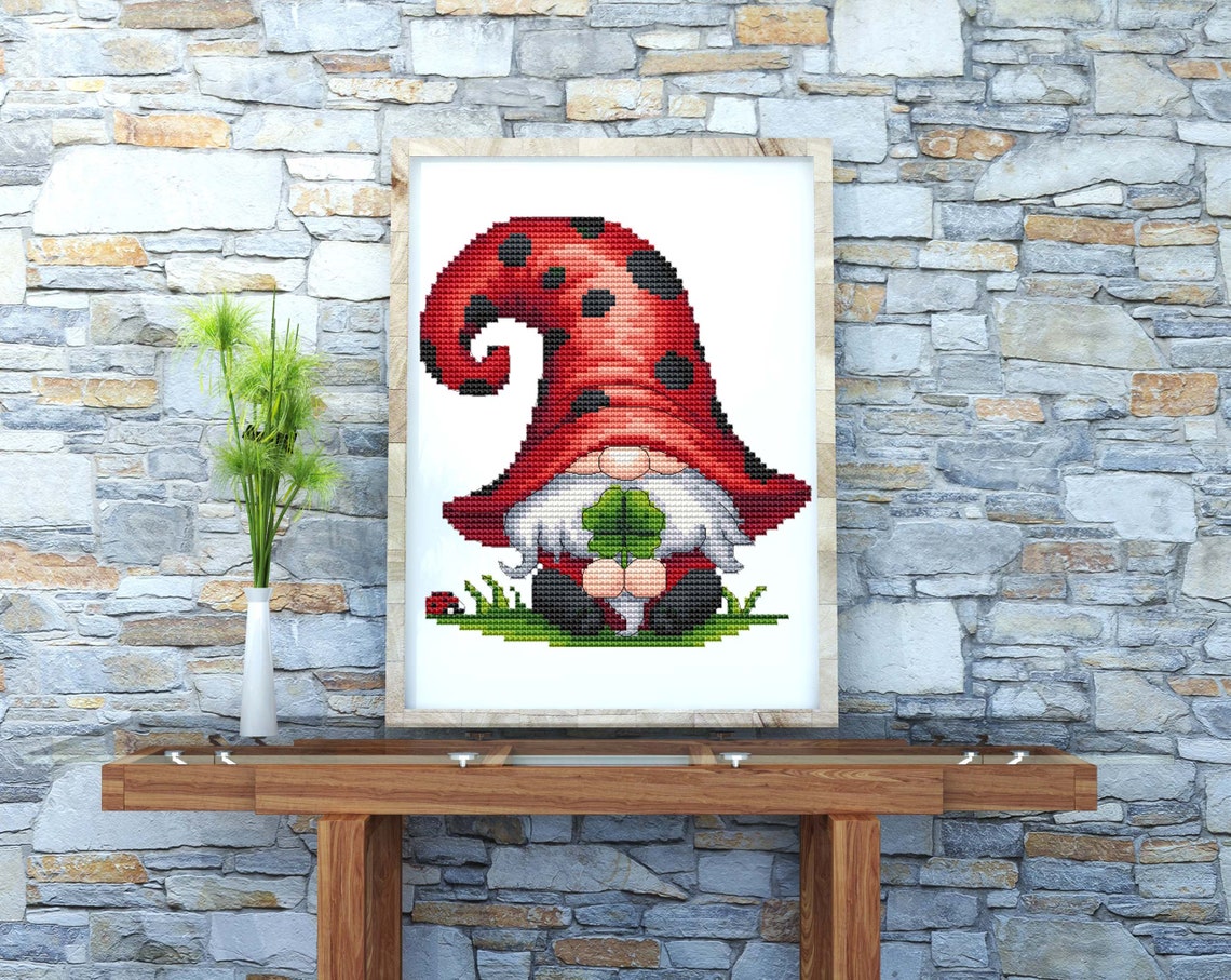 Ladybug Gnome Cross Stitch Pattern, Summer Gnome, PDF Download, Counted ...