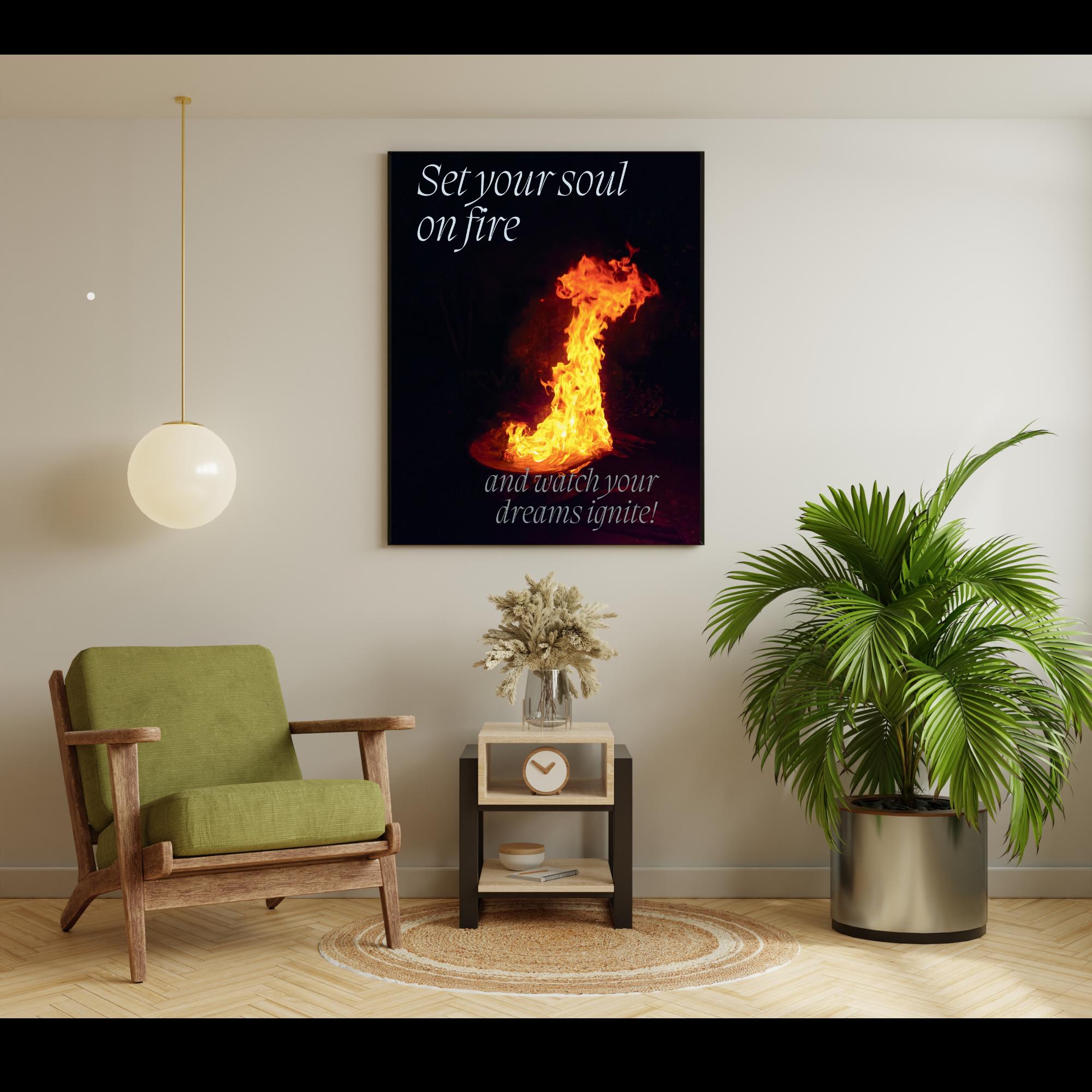 Large Burning Bon Fire Print, Motivational Inspirational Saying ...