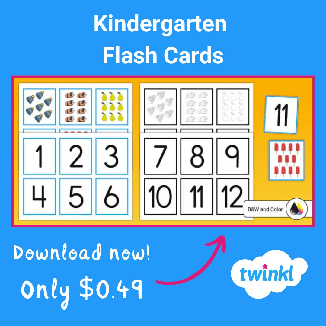 Kindergarten Flash Cards: Numbers 1-20 Learning Set - Etsy