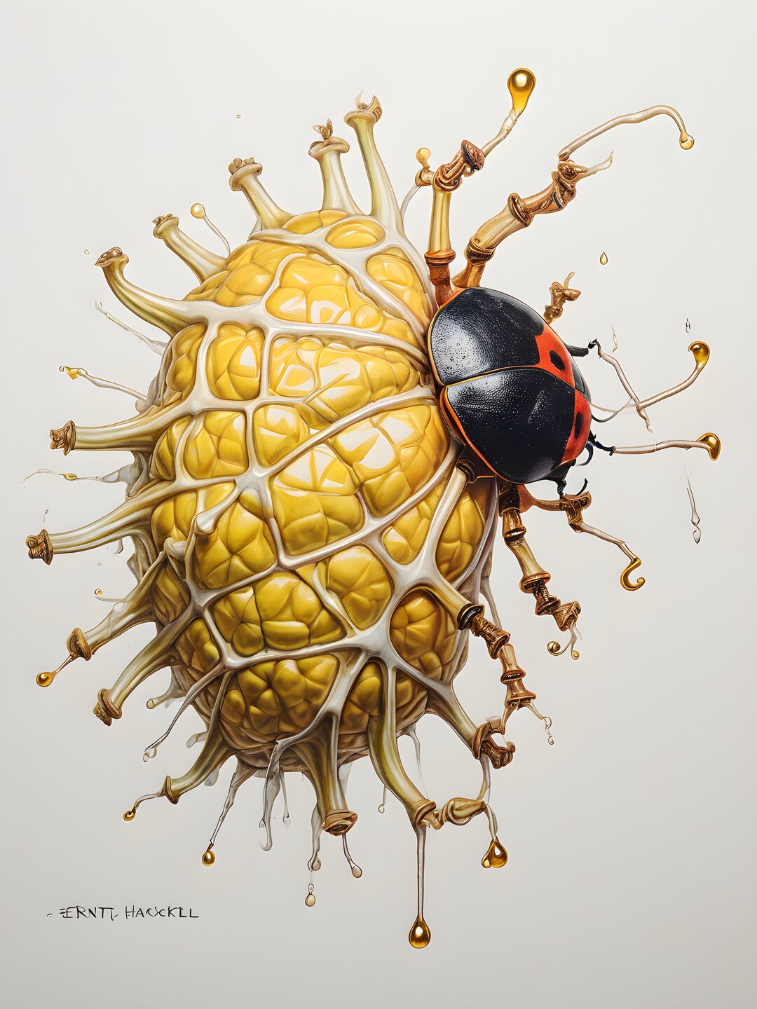 Haeckel Inspired Digital Artwork Surrealist Botanical Fantasy Bug ...