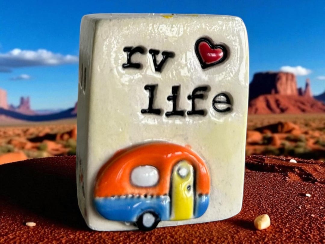 Tiny Ceramic RV Camper: Miniature Lake House Ornament - Etsy