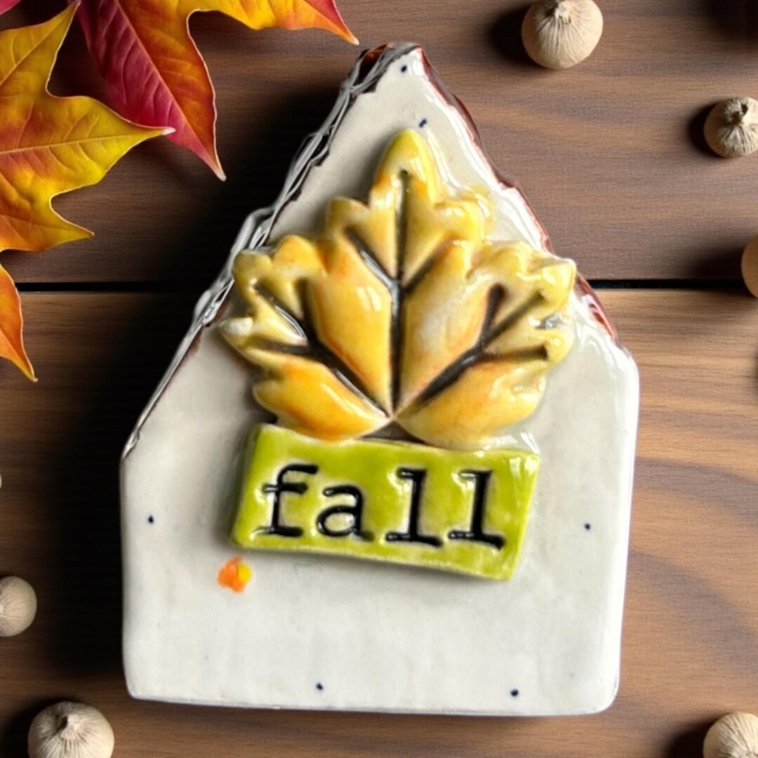 Ceramic Fall House With Leaves: Cozy Thanksgiving Table Decor - Etsy
