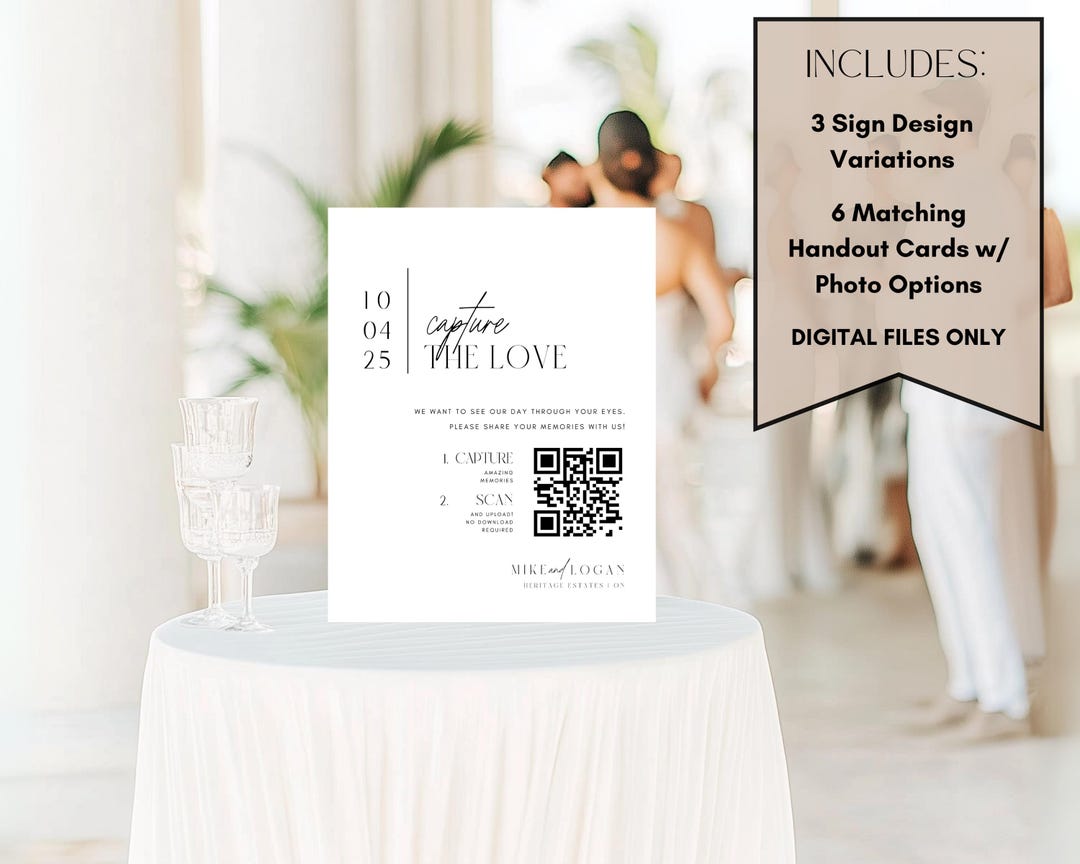Capture the Love QR Code Editable Printable, Photo Sign QR Code ...