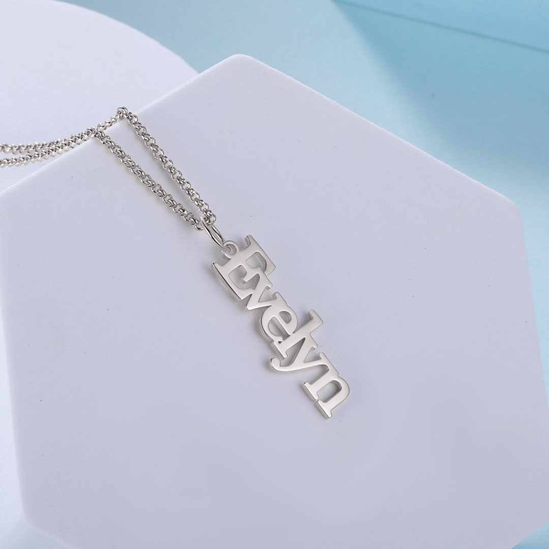 Vertical Name Pendant - Personalized Name Bar Necklace - Custom ...