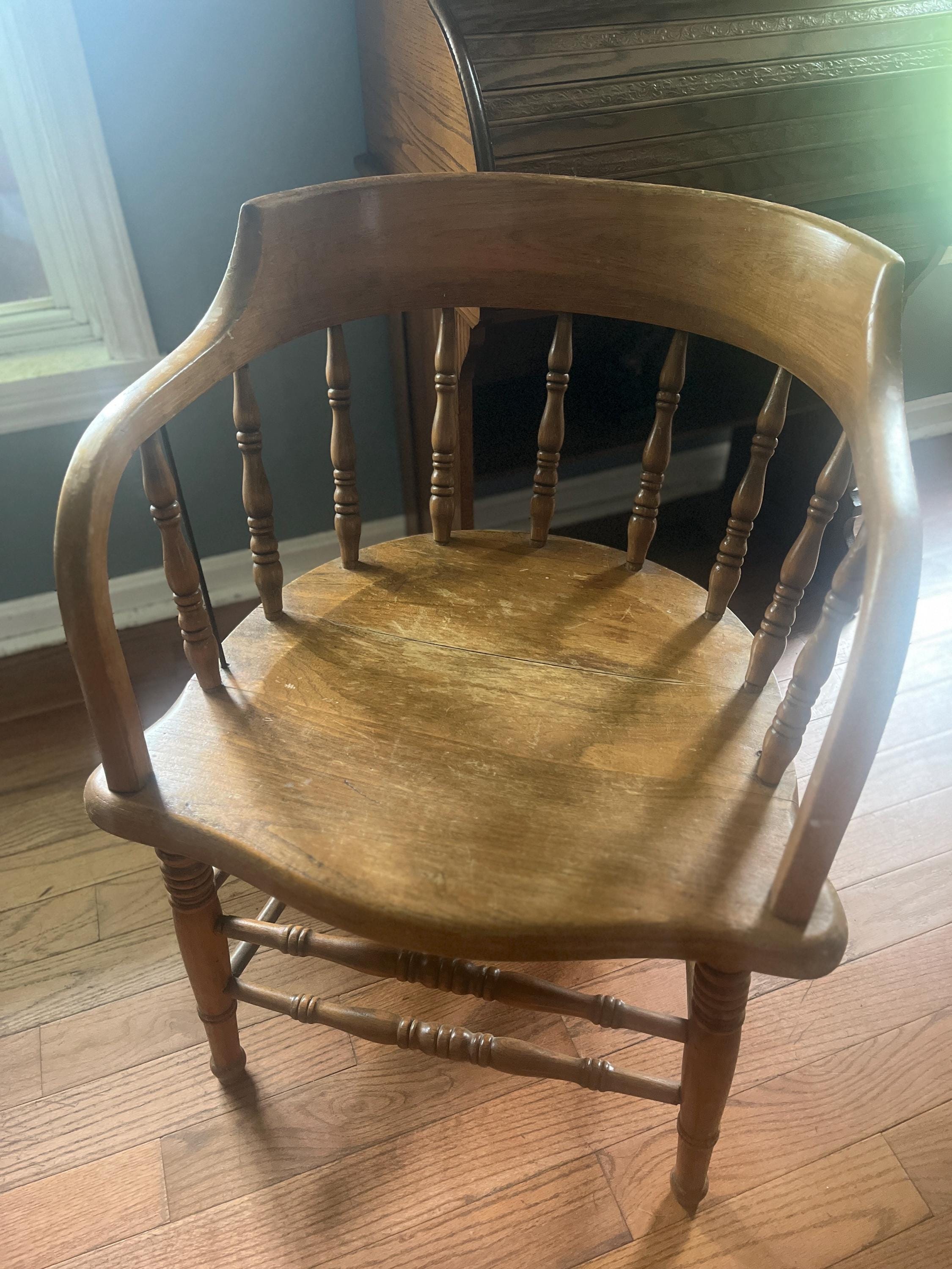 Antique Rustic Primitive Pub Captains Barrel Back Chair Maple Wood Circa Early 1900s. Beautiful Patina Solid Sturdy Chair. Etsy