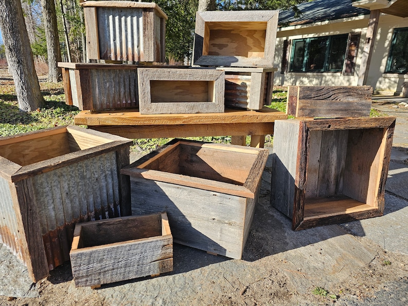 Rustic Barnwood Planter Boxes - Etsy