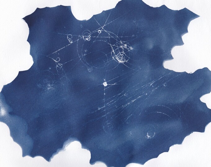 Cloud Chamber Cyanotype - Sky With Cloud and Particle Tracks - Particle ...