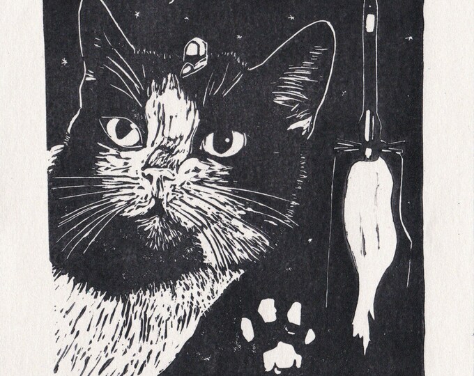 Félicette Space Cat Block Print, the First and Only Cat Launched Into ...