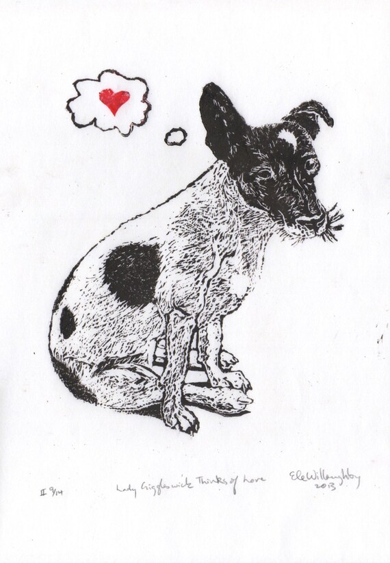JRT Love Print Lino Block Print of a Jack Russell Terrier Dog - Etsy