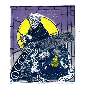 Russell's Teapot Lino Block Print: Philosophy Art, Celestial Teapot - Etsy