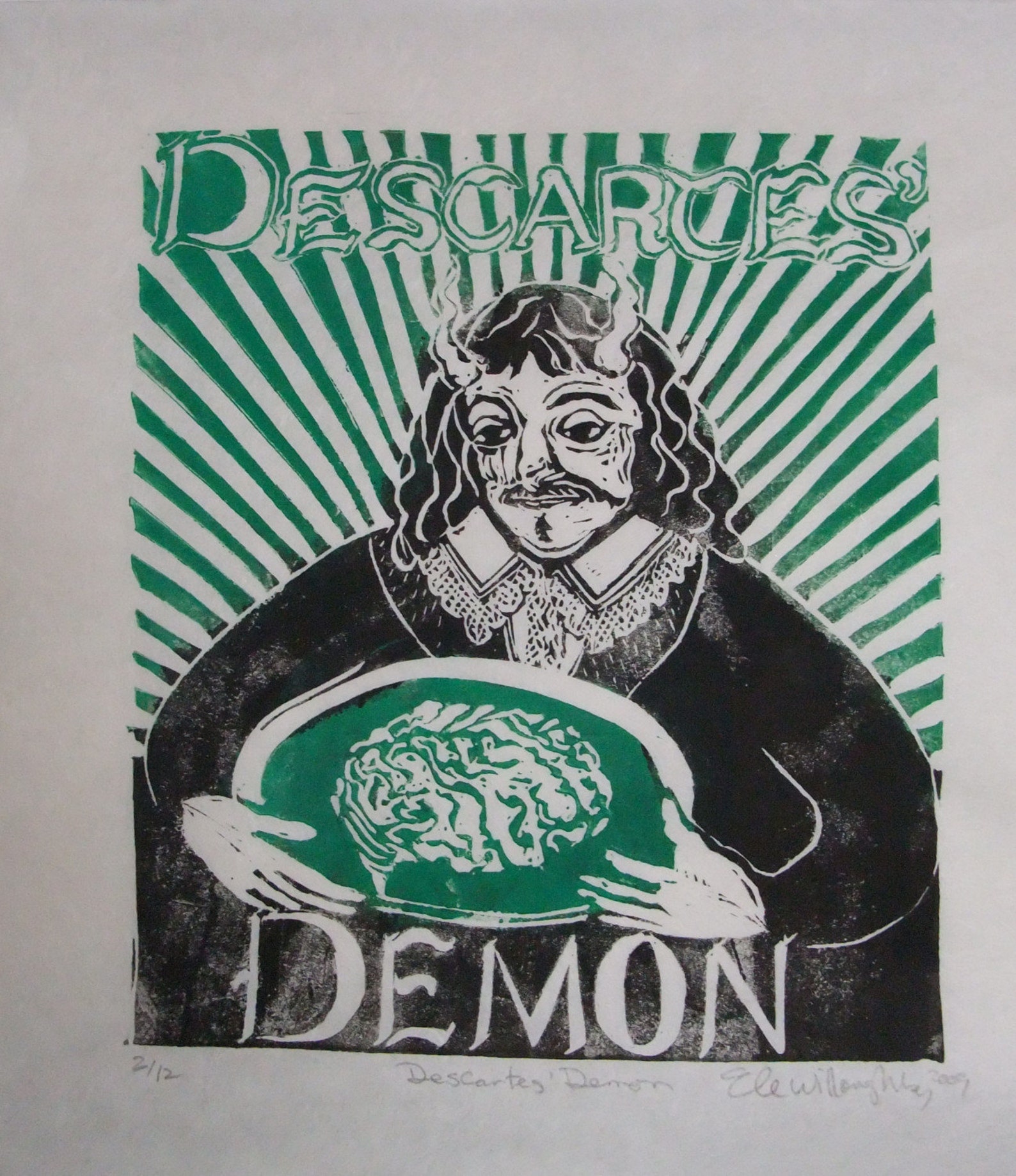 Descartes Demon Linocut Imaginary Friends of Science | Etsy