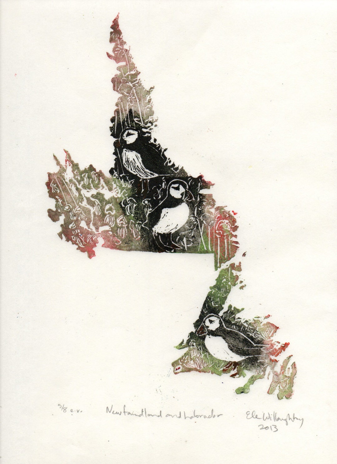 Newfoundland Puffin and Purple Pitcher Plant Print, Map Art - Etsy