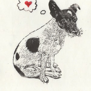 JRT Love Print Lino Block Print of a Jack Russell Terrier Dog - Etsy