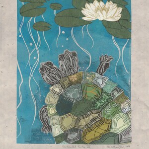 Two-headed Turtle, Block Print With Mixed Papers, Lino Block Print ...