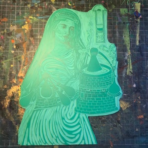 Linogravure de Marie la Juive ou Maria Hebraea ou Maria Prophetissa est ...