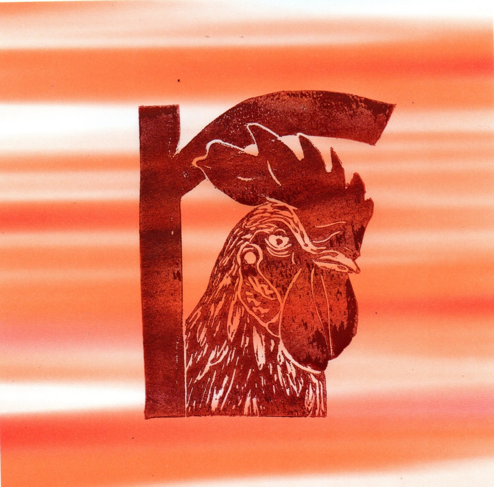 Rooster R Monogram Linocut Alphabet Typographic Lino Block - Etsy