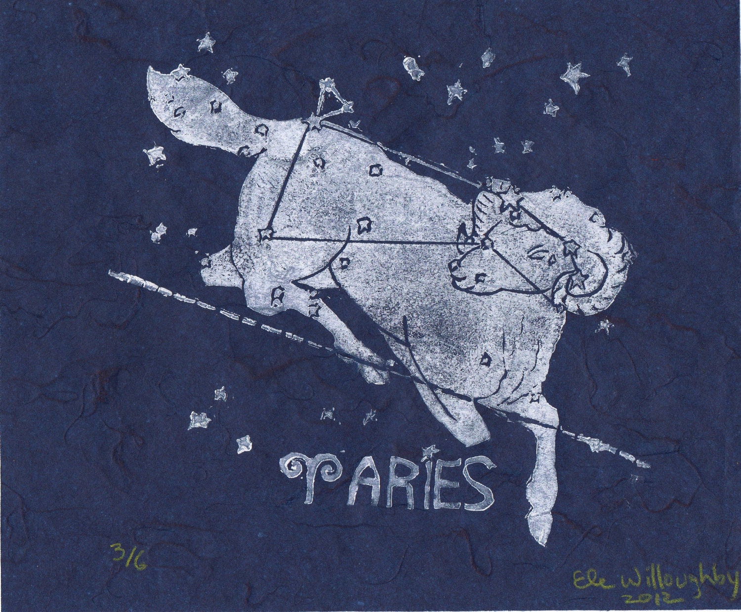Aries Constellation Linocut Constellations of the Zodiac | Etsy