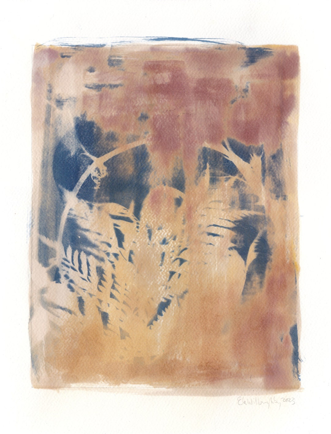 Fern and Virginia Creeper Cyanotype With Turmeric on Watercolour Paper ...