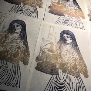 Linogravure de Marie la Juive ou Maria Hebraea ou Maria Prophetissa est ...