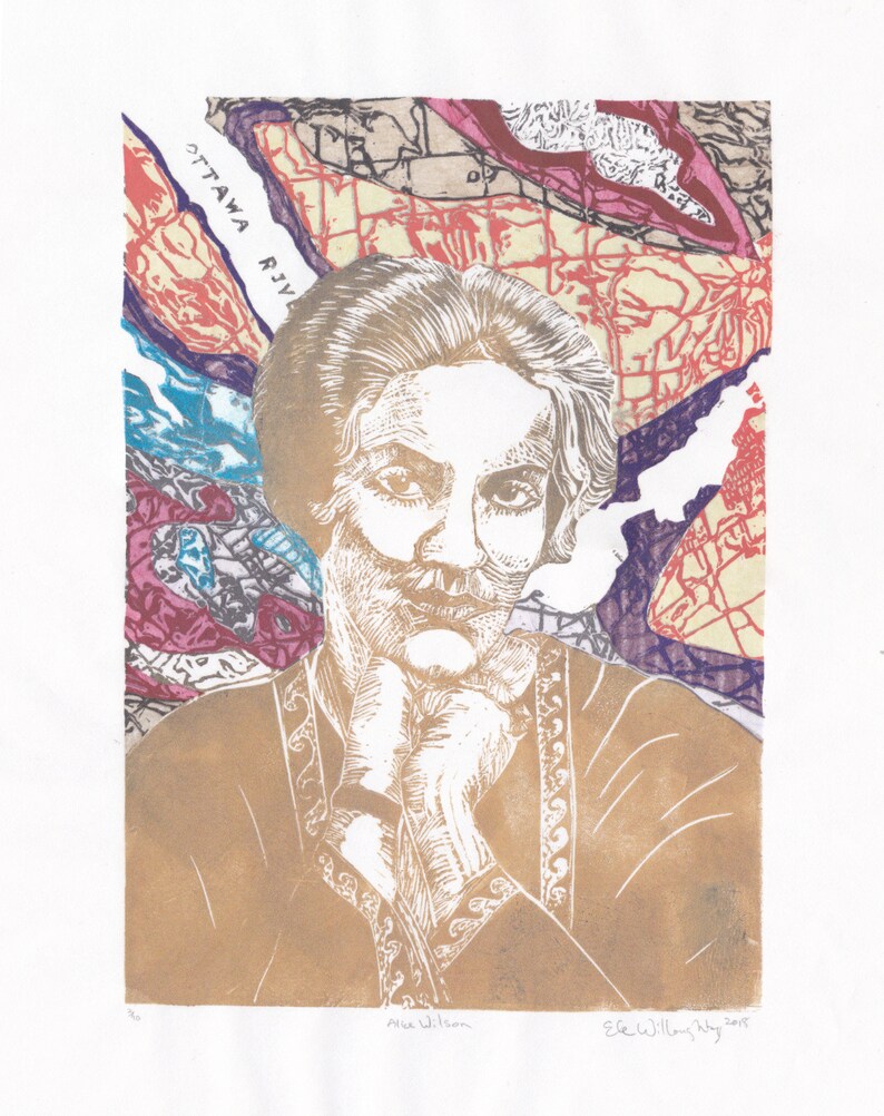 Linocut portrait of trailblazing Canadian geologist and | Etsy