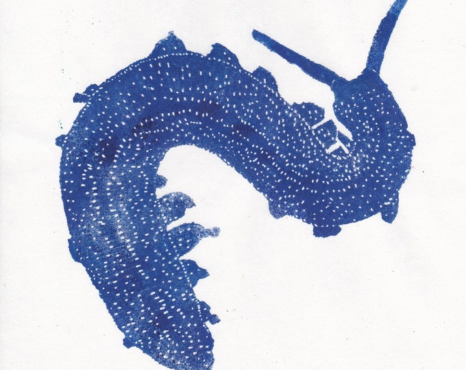 Blue Velvet Worm Lino Block Print - Etsy