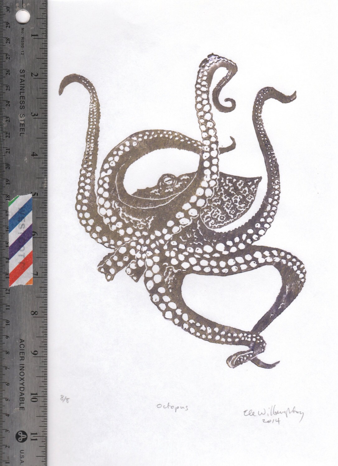 Octopus Linocut Lino Block Print Octopus Ocean Animal Art - Etsy Canada