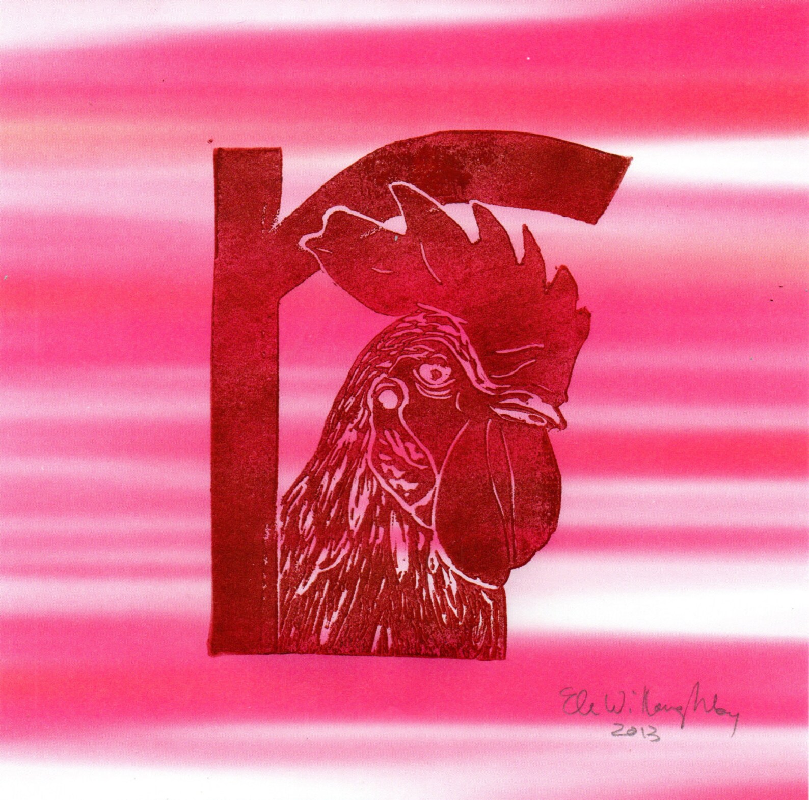 Rooster R Monogram Linocut Alphabet Typographic Lino Block | Etsy