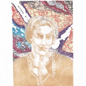 Linocut Portrait of Trailblazing Canadian Geologist and Paleontogist ...