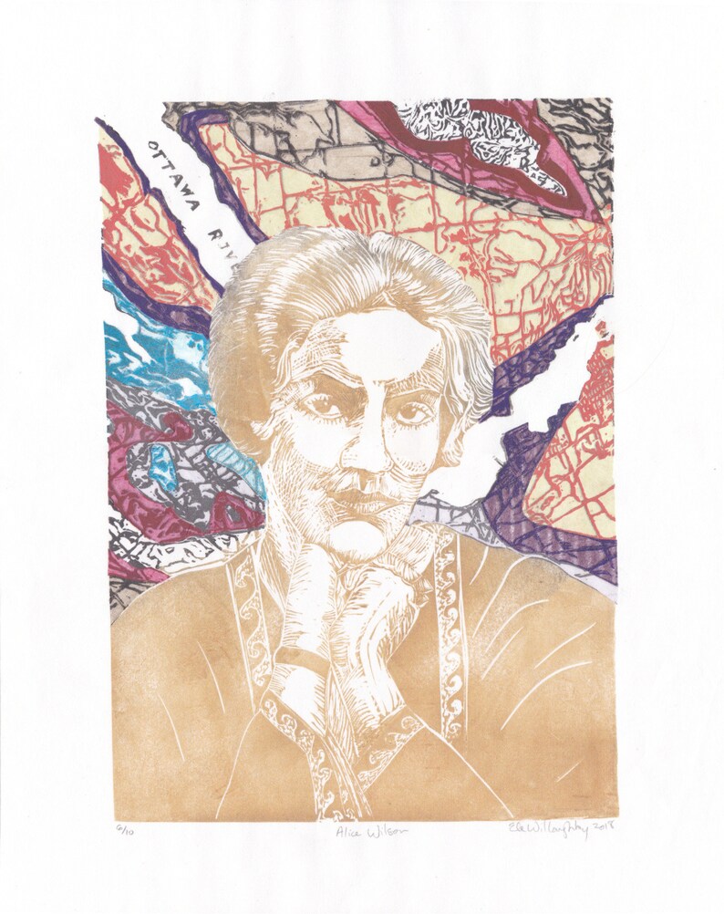Linocut portrait of trailblazing Canadian geologist and | Etsy