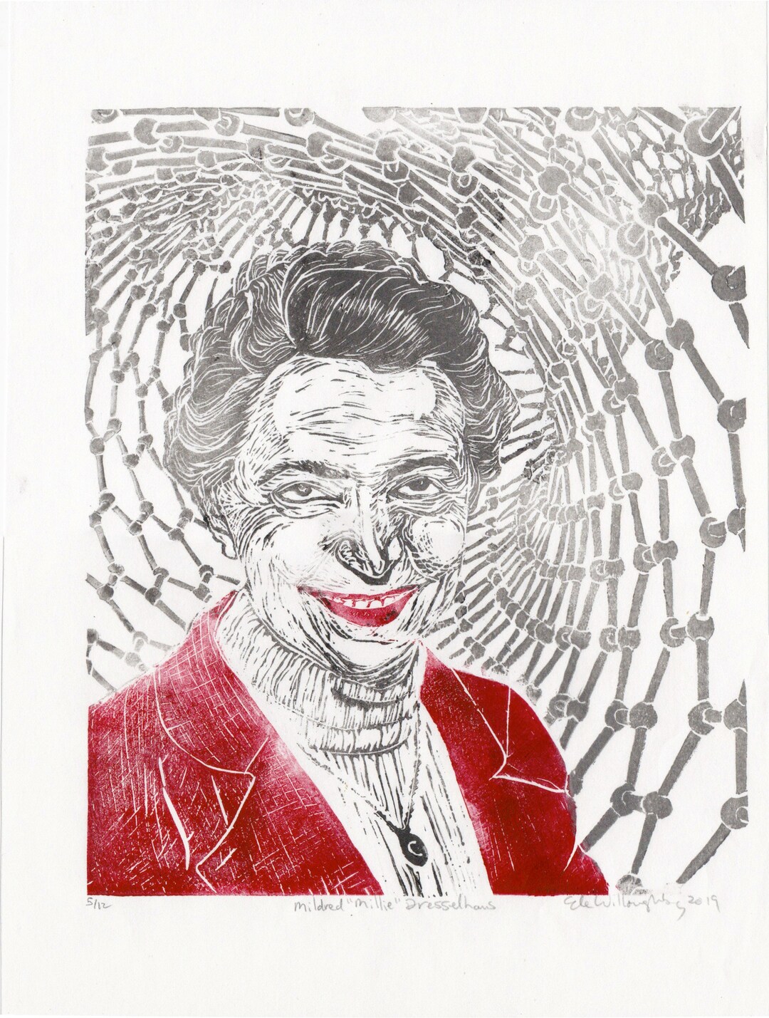 Mildred Dresselhaus Linocut Art Print: Queen of Carbon Science - Etsy