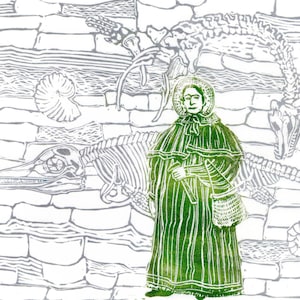 Mary Anning and Fossil Cliffs Linocut History of Paleontology, Women in ...