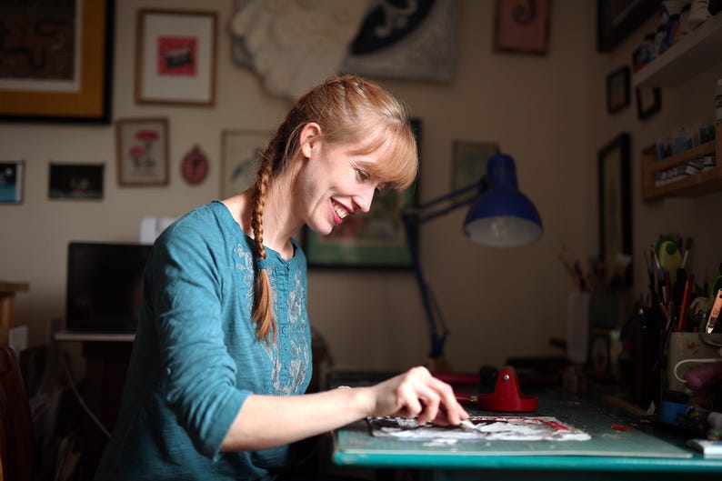 Lino Block Print of Marine Biologist, Conservationist and Author Rachel ...