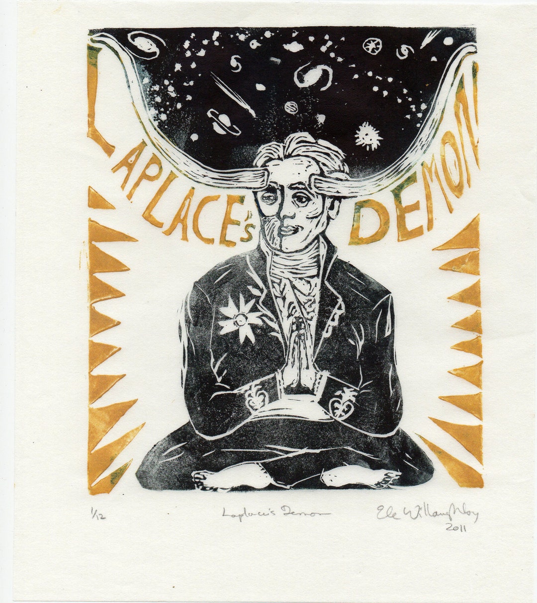 Laplace's Demon Linocut - History of Science, Imaginary Friend of ...
