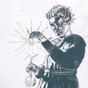 Marie Curie Glows-in-the-dark Portrait, History of Science, Lino Block ...