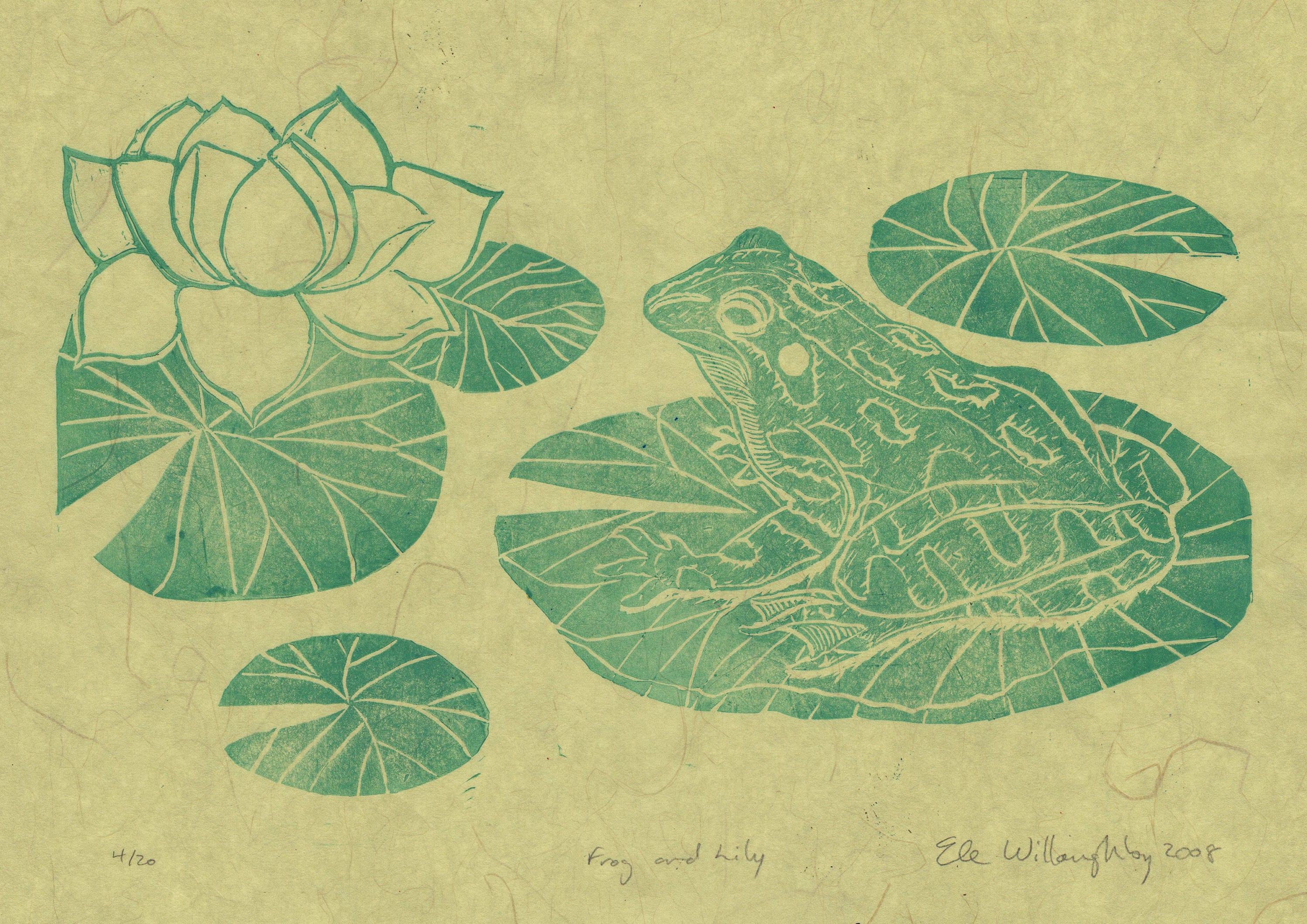 Frog F Monogram Print Alphabet Animals Typographical Lino | Etsy