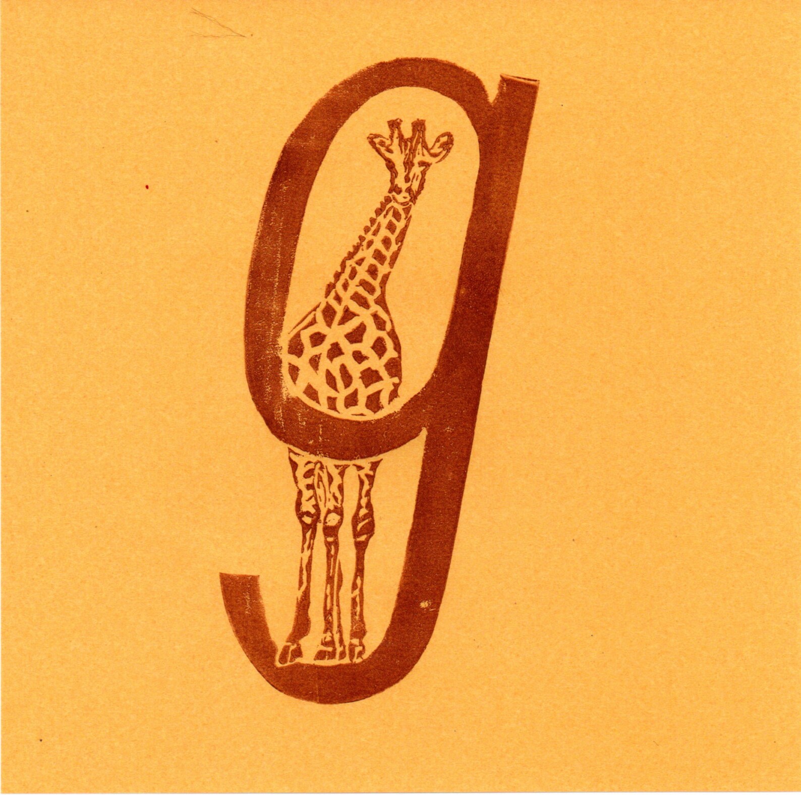 Giraffe G Monogram Print, Alphabet Typographic Lino Block Print - Etsy