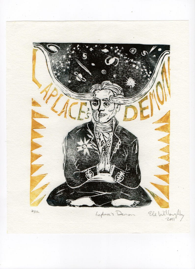 Descartes Demon Linocut, Imaginary Friends of Science Collection, René ...
