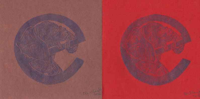 Elephant E Monogram Linocut Alphabet Typographic Lino Block - Etsy